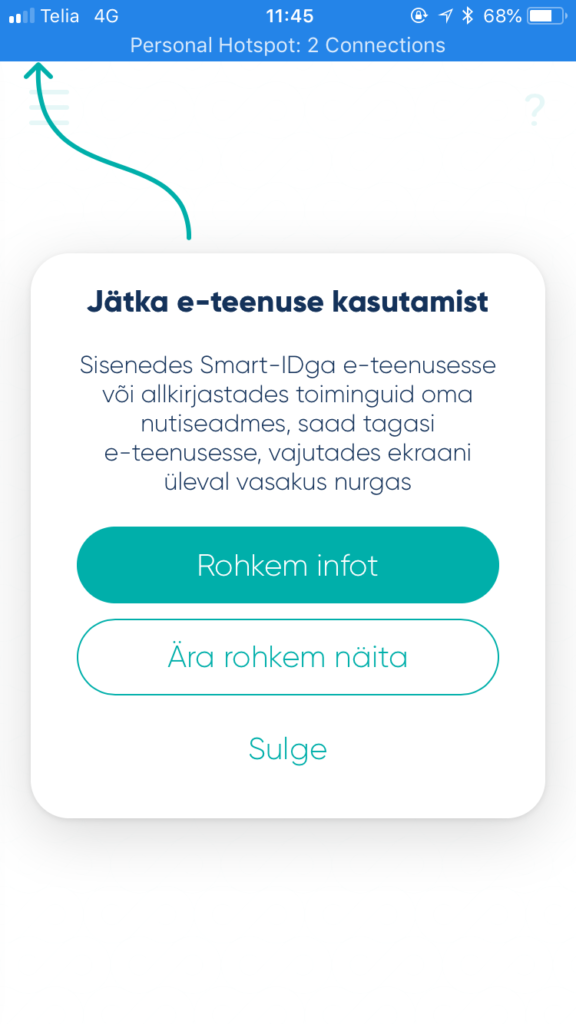 Kuidas iOS seadmetes pärast Smart-ID PIN-koodi sisestamist e-teenuste ...
